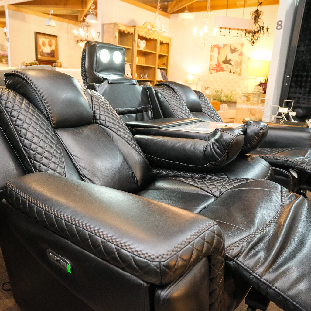 Orig Price $2800 - Leather Dual Power Recline 'Transformer' Theater So ...